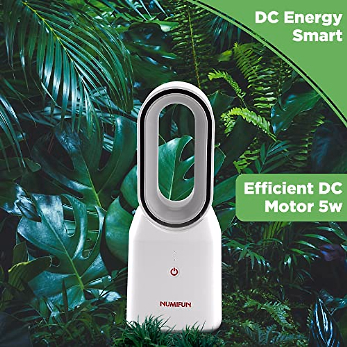 NUMIFUN Bladeless Table Fan USB Rechargeable Desk Fan Ultra Quiet Portable Fan for Tabletop Nightstand Underdesk Touch Control, 3 Winds Speeds, 13 Inches