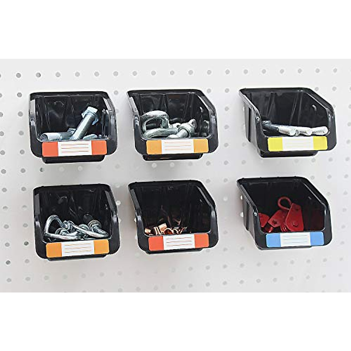 Pegboard Bins Kit 12 PACK Black Pegboard Parts Storage Tool Peg Borad Workbench Bins Organize Hardware,Attachments,Accessories (12 Pack)