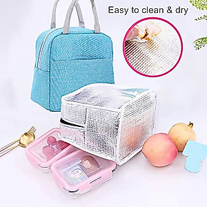 Small Lunch Bags for Women and Men Kids Insulated Cooler Lunch Tote Bag Reusable Lunch Box Kids for Back to School, Work, Office(Sky Blue)