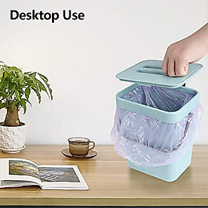 VIGIND Hanging Small Trash Can with Lid Under Sink for Kitchen, 5 L/ 1.3 Gallons Plastic Waste Basket,Food Waste Bin,Kitchen Compost Bin for Counter Top,Bathroom/Office (Blue)