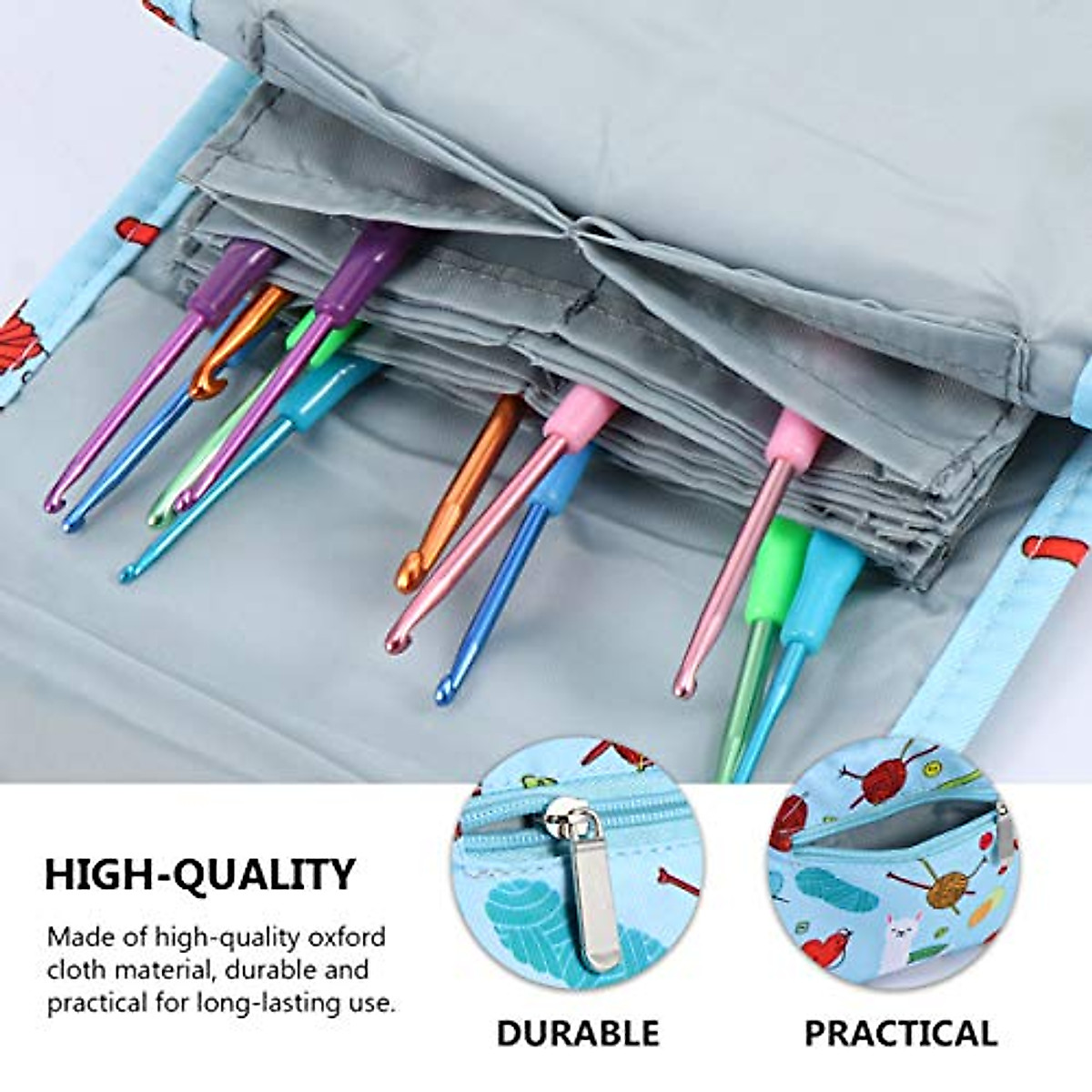 EXCEART Crochet Hook Case Portable Empty Sweater Knitting Needles Zipper Bag Tote Pouch Travel Storage Organizer for Knitting Sewing Accessories