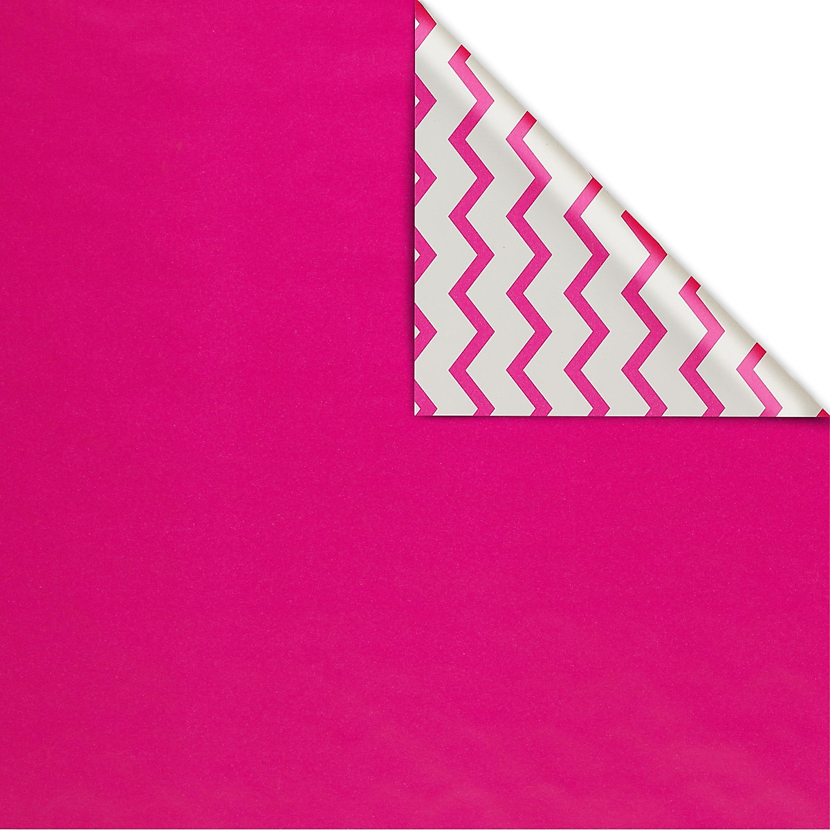 American Greetings Reversible Wrapping Paper Jumbo Roll for Graduation, Birthdays and All Occasions, Pink and Chevron (1 Roll, 175 sq. ft.)