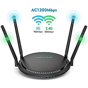 WAVLINK AC1200 Smart Gigabit WiFi Router-Dual Band MU-MIMO Wireless Internet Router with 4X Antennas for Online Game & HD Video,Patented TouchLink,More Reliable Long Range Coverage