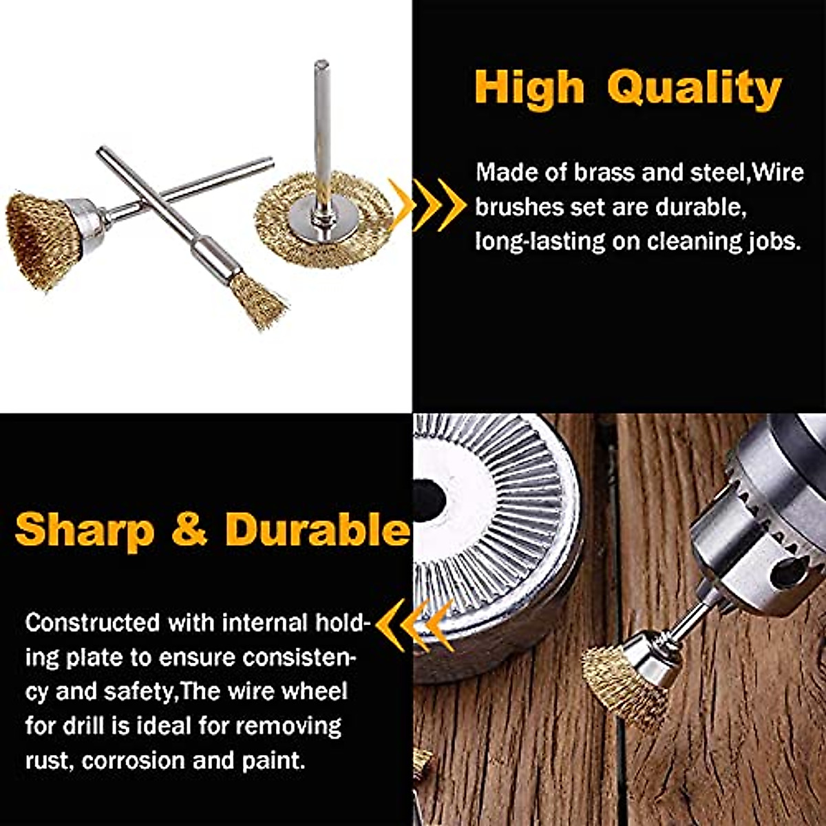90 Pcs Wire Brushes Set, Rocaris Brass Wire Wheels Pen Brushes Set Kit Accessories for Rotary Tool