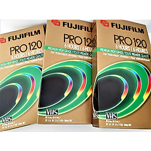 Fuji PRO T-120 High-Grade Recordable VHS Cassette Tapes (3 Pack)