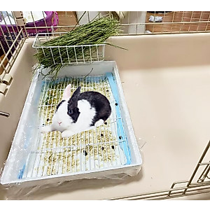 2PCS Rabbit Hay Feeder, Metal Bunny Hay Rack Rabbit Cage Hanging Hay Holder Hay Rack Basket for Guinea Pigs Ferret Chinchilla Small Animal Cage Accessories (White)