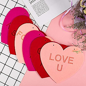 Whaline Valentine's Day Felt Heart Garland Banner for Indoor Outdoor Wedding Engagement Anniversary Party Favor(9.8 feet)