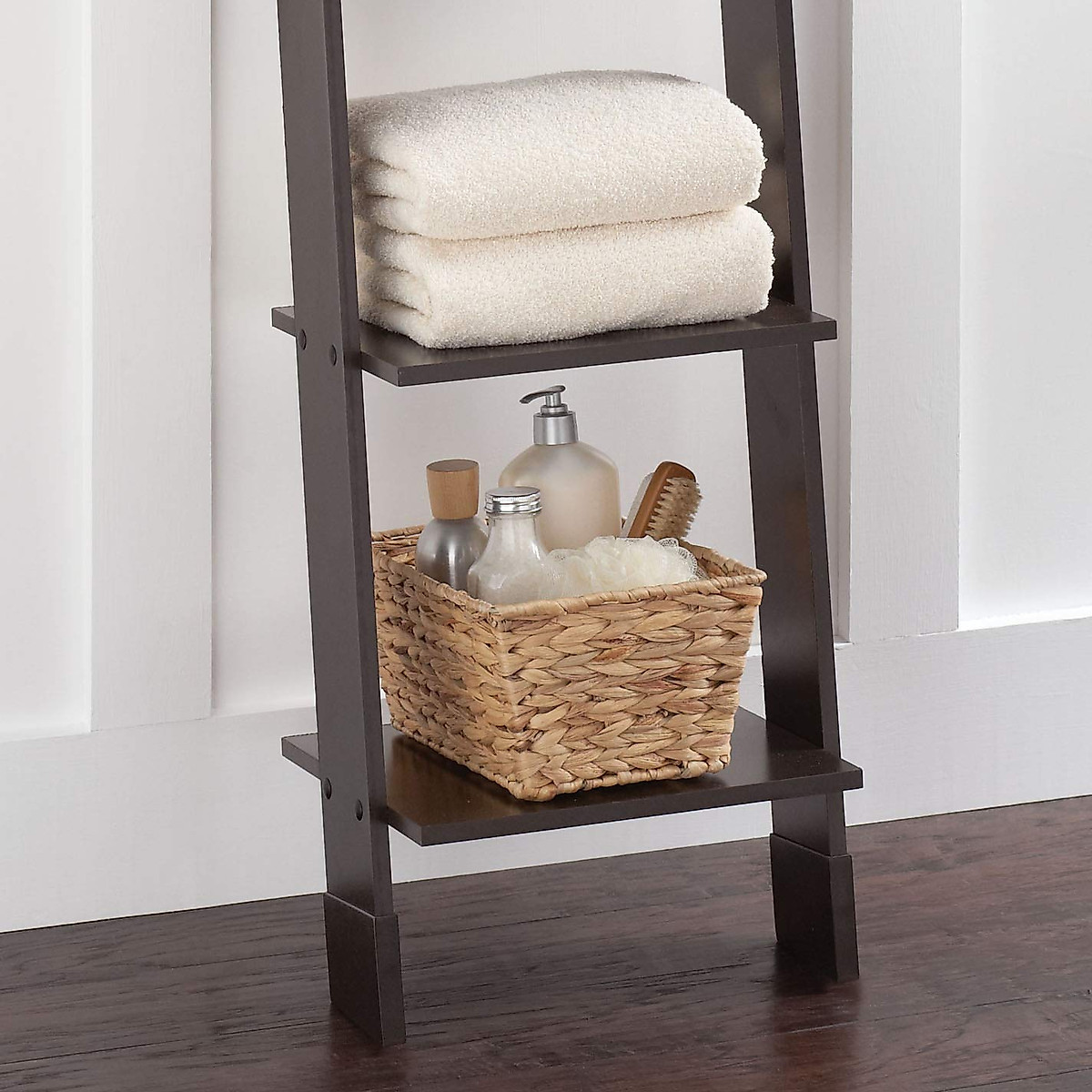 Zenna Home Ladder Style Bathroom Linen Tower, Espresso