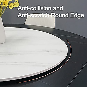 Tabletop Lazy Susan Handmade Rock Slab Quartz Lazy Susan Turntable Rotating Serving Tray for Outdoor Patio Table, Family Style Dining, Games, Parties, Wedding, 70-90cm