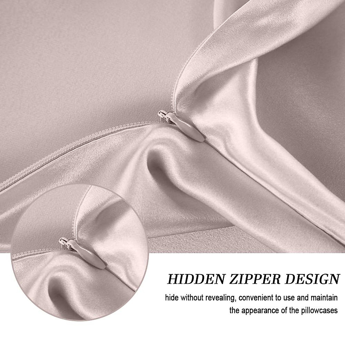 Jocoku 100% Mulberry Silk Pillowcases Set of 2 for Hair and Skin and Super Soft and Breathable Standard Size Nature Silk Pillowcases (Standard, Apricot Gray)