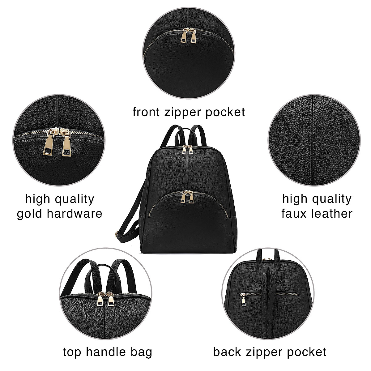 Scarleton Backpack Purse for Women, Purses for Women, Women Backpack Purse, Top Handle Mini Backpack, Travel Backpack, H160801 - Black