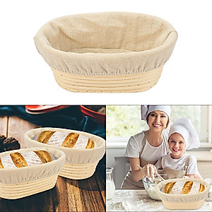 2 PCS 8 inch Oval Long Banneton Brotform Bread Dough Proofing Rising Rattan Basket & Liner for Professional & Home Bakers