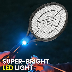ZAP iT! Electric Fly Swatter Racket & Mosquito Zapper - High Duty 4,000 Volt Electric Bug Zapper Racket - Fly Killer USB Rechargeable Fly Zapper Indoor Safe