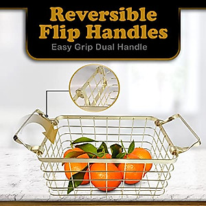 Majika 3 Gold Wire Basket Set | Storage | Decor | Crafts | Kitchen Organizing | Great for Closets | Cabinets | Pantries | Tables | Counter Tops | Office Storage | Nesting Baskets