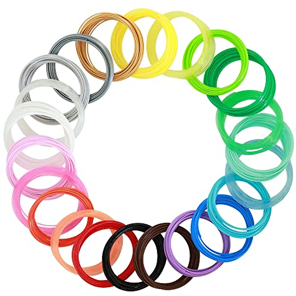 1.75mm 22 Mixed Colors 3D Printing PLA Filament Sample Refill Pack, Each Color 10ft, Total 220ft PLA Refills, Fit for Most 3D Printer & Normal 3D Pen, with Extra 2 Silicone Finger Caps by OEM MIKA3D