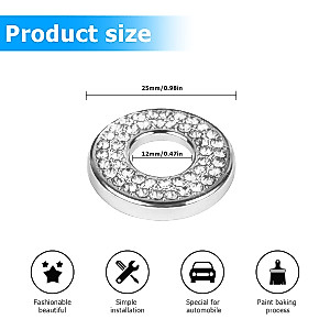 4PCS Bling Inner Car Door Lock Cover Stickers, Rhinestones Pull Rod Bolt Decorations, Crystal Auto Decals for Women Girls, Sparkly Car Door Lock Pin Caps for C Class C200L GLC260 C260L