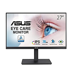 ASUS 23.8” 1080P Monitor (VA24EQSB) - Full HD, IPS, 75Hz, Built-in Speakers, Eye Care & 27” 1080P Monitor (VA27EQSB) - Full HD, IPS, 75Hz, Adaptive-Sync, Speakers, Eye Care