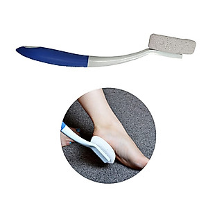 2Pcs Pumice Stone Brush Pedicure Tools Handle Hard Skin Remover for Foot Hands File Exfoliation (Blue)