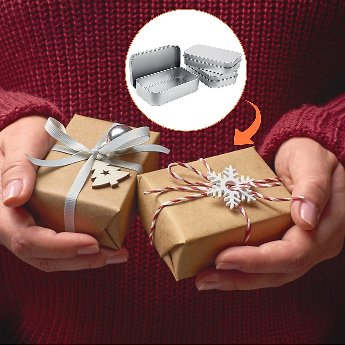 RHBLME 20 Pack Small Tin Box with Lid, 3.74" x 2.36" x 0.9" Metal Tin Box Container Mini Portable Small Storage Container Kit with Lid for Home Storage, DIY Craft Tools Storage