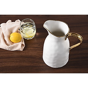Pampa Bay Golden Salerno Titanium-Plated Porcelain Water Pitcher, 8.25 x 6.25 x 4.75in