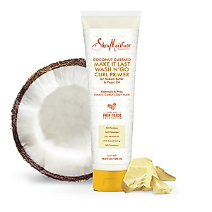 SheaMoisture Coconut Custard Curl Defining Cream - Make It Last Wash N' Go Primer, Enhancer & Detangler for Wavy & Curly Hair, Organic Shea Butter, 10.3 Oz