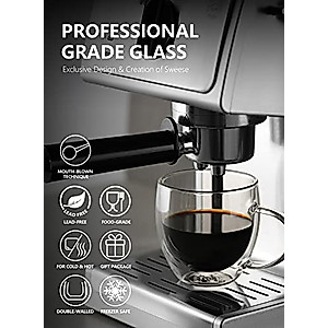 Sweese 8 oz Glass Coffee Cups - Double Wall Insulated Glass Coffee Mugs Set with Handle, Perfect for Espresso, Latte, Cappuccino, Set of 4-415.101