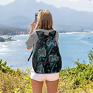 TropicalLife Colorful Joystick Game Larger Student Backpack, Abstract Pattern Waterproof School Bag For Teen Girls Boys