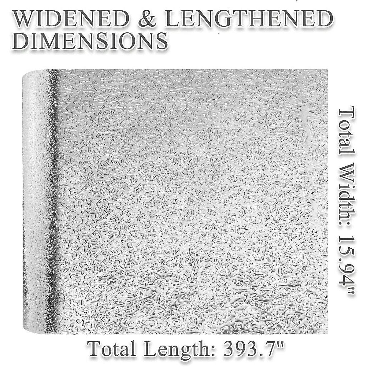 15.94x393.7 inches Kitchen Backsplash Wallpaper, Aluminum Foil Self Adhesive Oil-Proof Wall Sticker Peel and Stick Heat Resistant Contact Paper for Shelf Liner, Drawer Liner, Cabinet Liner