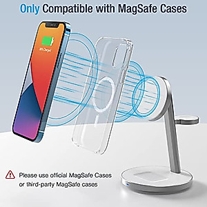 3-in-1 Magnetic Wireless Charger Stand, 18W Aluminum Alloy MagSafe Charging Station for iPhone 14 Pro/14 Pro Max /14/13/12 Series, AirPods 3/Pro/2, iWatch 8/7/ 6/SE/5/4/3/2 (with QC 3.0 Adapter)
