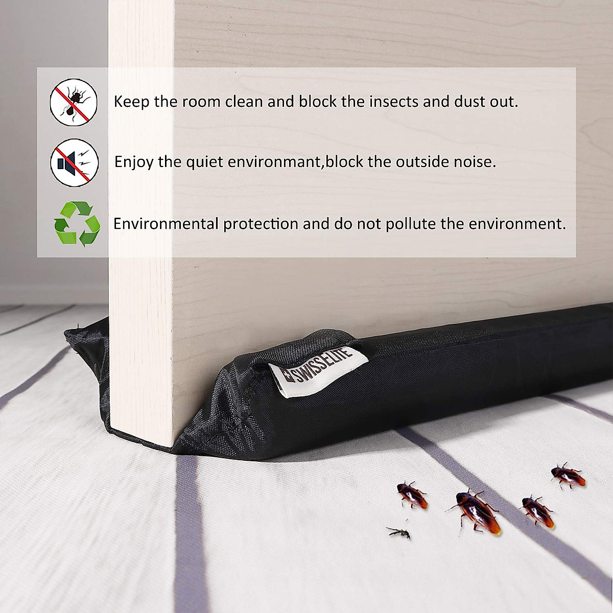 SWISSELITE 36 Inch Door Draft Blocker,Under Door Draft Stopper for Bottom of Doors,Sound Proof Reduce Noise Stopper