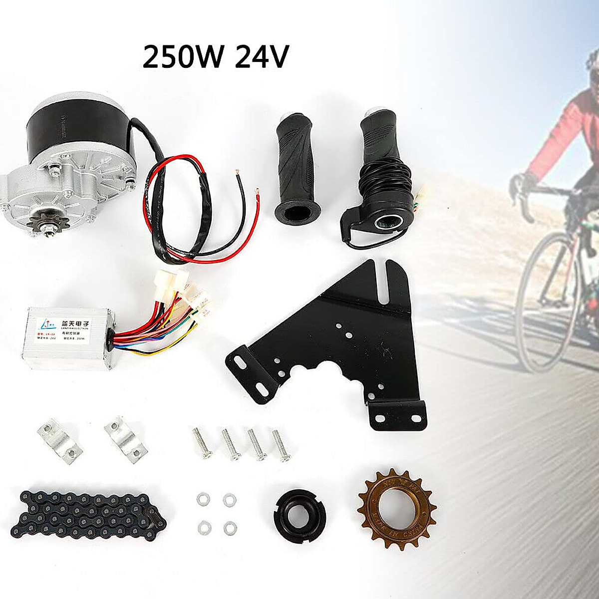 DNYSYSJ Electric Bicycle Hub Motor Upgrade E-Bike Conversion Kit (24V 250W, 16"-28" Wheel Motor Conversion Chain Kit, Black)