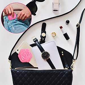 Yulejo 20 Pack Compact Mirror Pink Mirror Plastic Mini Travel Makeup Mirror Portable Foldable Mirrors Rose Flower Shaped Compact Mirror Hand Bridesmaids Gift for Women Girls Wedding Party