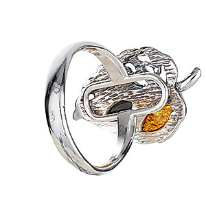 HolidayGiftShops Sterling Silver and Baltic Amber Leaf Adult Ring- Size 8