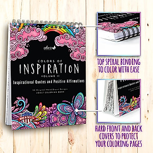 ColorIt Colors of Inspiration Volume 2 Inspirational Quotes and Positive Affirmations Adult Coloring Book, 50 Original Designs, Spiral Binding, USA Printed, Lay Flat Hardback Book Cover, Ink Blotter