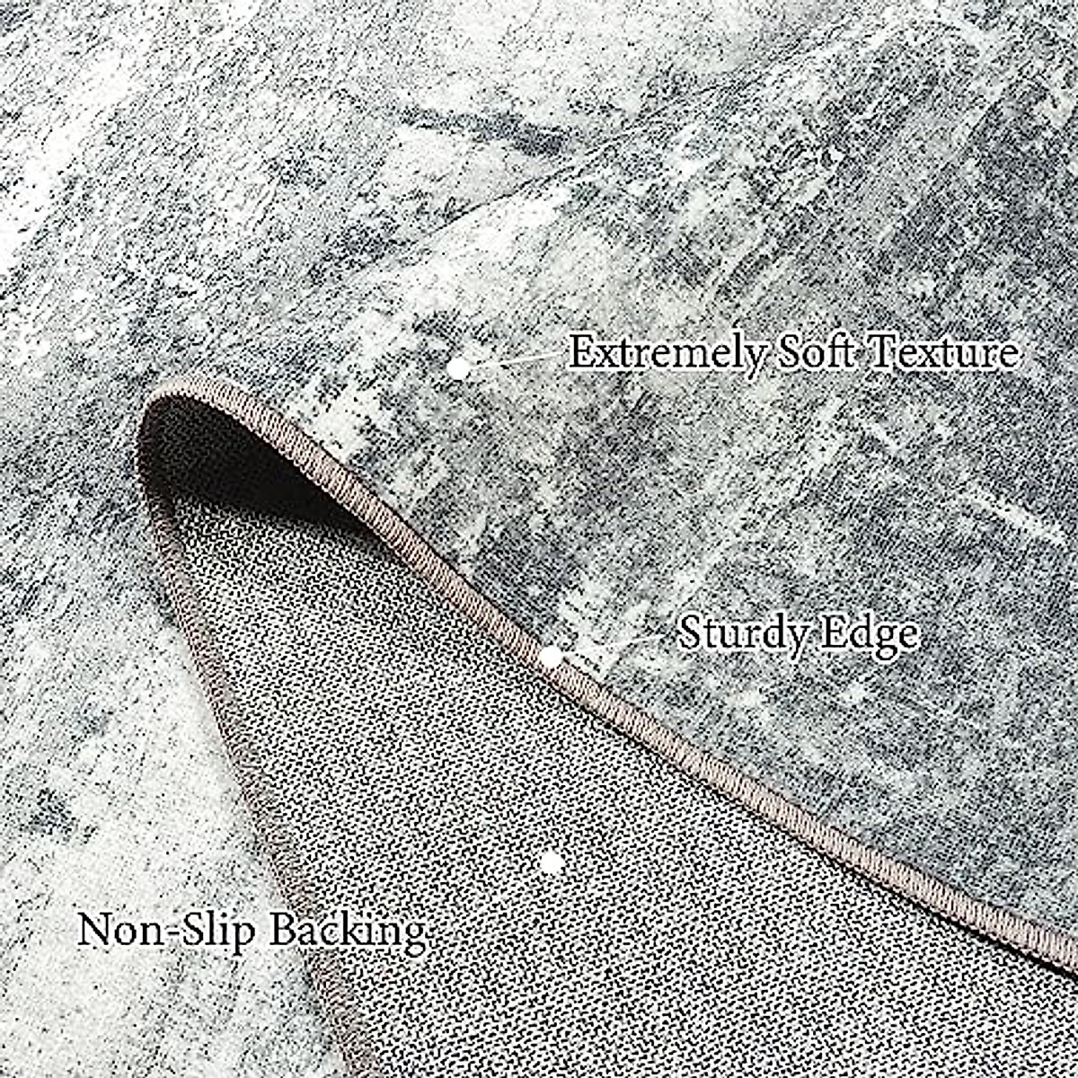 Art&Tuft Washable Rug, Anti-Slip Backing Abstract 5x7 Rug, Stain Resistant Rugs for Living Room, Foldable Machine Washable Area Rug (TPR52-Grey, 5'x7')