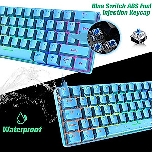 SELORSS Mini 60% Wired Mechanical Gaming Keyboard,22 RGB Chroma Backlit, Compact 62 Full Anti-ghosting Keys, USB C Cable,Replaceable Keycaps,Linear Switch for Gamer/Typist/Xbox/PC/Win/Mac(Blue)