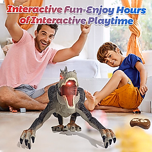 TALGIC- Remote Control Dinosaur Robot - Realistic Walking, Roaring, and Spraying Spinosaurus Toys - Light up and Shaking Head and Tail Robot Dinosaur for Kids Ages 3+