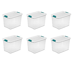 Sterilite 25 Qt./24 L Latching Box Clears, Quart, White, 6 Piece & 15 Qt./14 L Latching Box Clears, Quart, White, 12 Piece