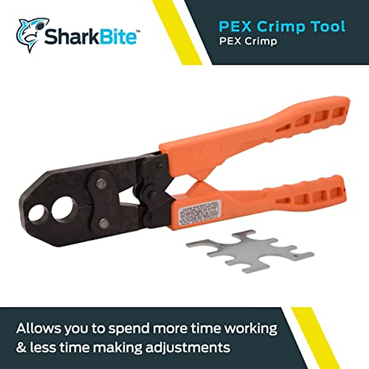 SharkBite 1/2 Inch to 3/4 Inch PEX Crimp Tool, Dual Head with Orange Handles, 23251