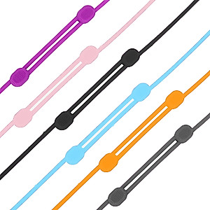 SHINKODA Silicone Adjustable Sunglasses Strap, 2 Pack, Black, S