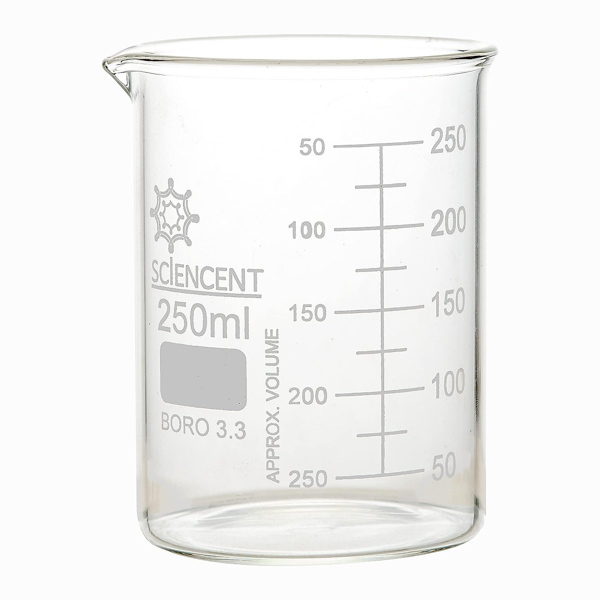 SCIENCENT Glass Beaker 50ml, 100ml, 250ml (Set of 3)