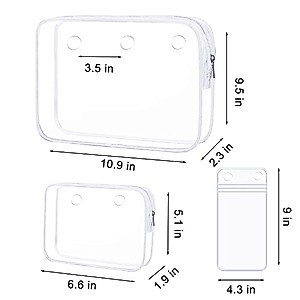 Genovega 3 Packs Clear Inner Bags for Boag Bag Rubber Beach Tote Bag, Hole Insert Bag Organizer Storage, Waterproof Zipper Pouch for Women Cruise Trip Pool Swim Essentials Stuff Travel Vacation Necessities