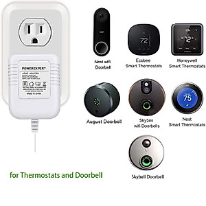 24Volt Transformer C Wire Adapter for Thermostat and All Versions of Ring Doorbell, Compatible with Nest, Ecobee, Honeywell, Sensi, Sensi Smart WiFi Thermostat, Nest Hello Doorbell Supply Cord