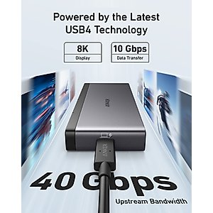 Anker USB C Hub, 556 USB-C Hub (USB4, 8-in-1) with 1.6ft USB4 Cable, 10 Gbps USB-C and USB-A Data Ports, 8K HDMI and DisplayPort New Nylon USB C to USB C Cable 100W 10ft, USB 2.0 Type C Chargi