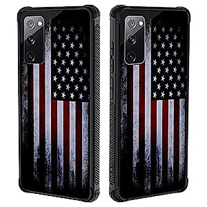 Tnarru Compatible with Samsung Galaxy S20 FE Case American Flag Pattern Hard PC Back and Soft TPU Sides Scratchproof Shockproof Protective Case for Samsung Galaxy S20 FE 5G -Black