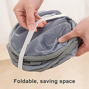 Ochine Pop Up Laundry Hamper Collapsible Laundry Baskets, Collapsible Mesh Popup Laundry Basket, 3 Compartments Collapsible Mesh Laundry Baskets Clothes Foldable Tote with Handle