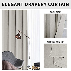 Easy-Going Luxury Double Linen Blackout Curtain 84 Inch Length Grommet Window Curtain Drapes for Bedroom, Living Room Thermal Insulated Room Darkening (Set of 2 Panels, Natural)