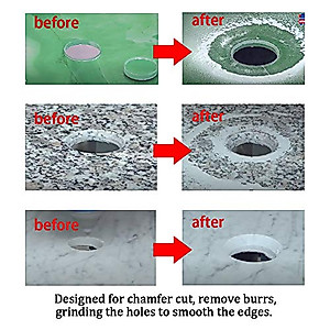 Diamond Countersink Drill Bits Chamfer Cutter 1-3/16" & 1-9/16" & 2" (30/40/50mm) Tapered 90 Degree 5/16" & 3/8" Shank Hole Grinding Tool for Glass Marble Ceramic Grit #150-3Pcs