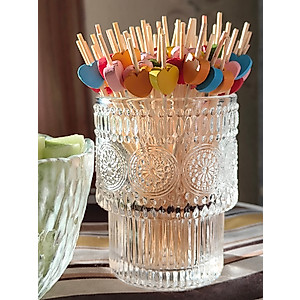 Kingrol Drinking Glasses Set of 8, 6.5 Ounces Stackbale Water Glasses, Vintage Glassware for Cocktail, Whiskey, Juice, Iced Coffee, Iced Tea, Bar Accessories