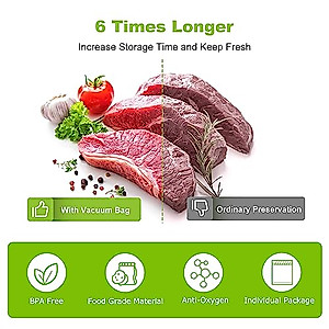 Bonsenkitchen Vacuum Sealer Bags, 8 in x 50 ft Rolls 2 Pack Seal Bags for Food Storage Saver, BPA Free, Commercial Grade Textured Food Roll Bags, Customized Size Bag for Sous Vide Cooking & Meal Prep